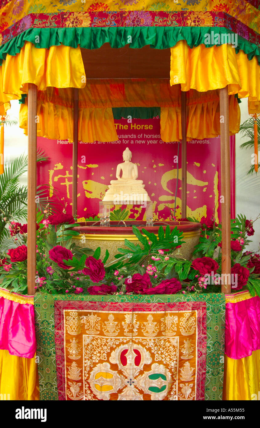 Colorful prayer booths in the Buddha Toothe Relic Temple in Singapore s ...