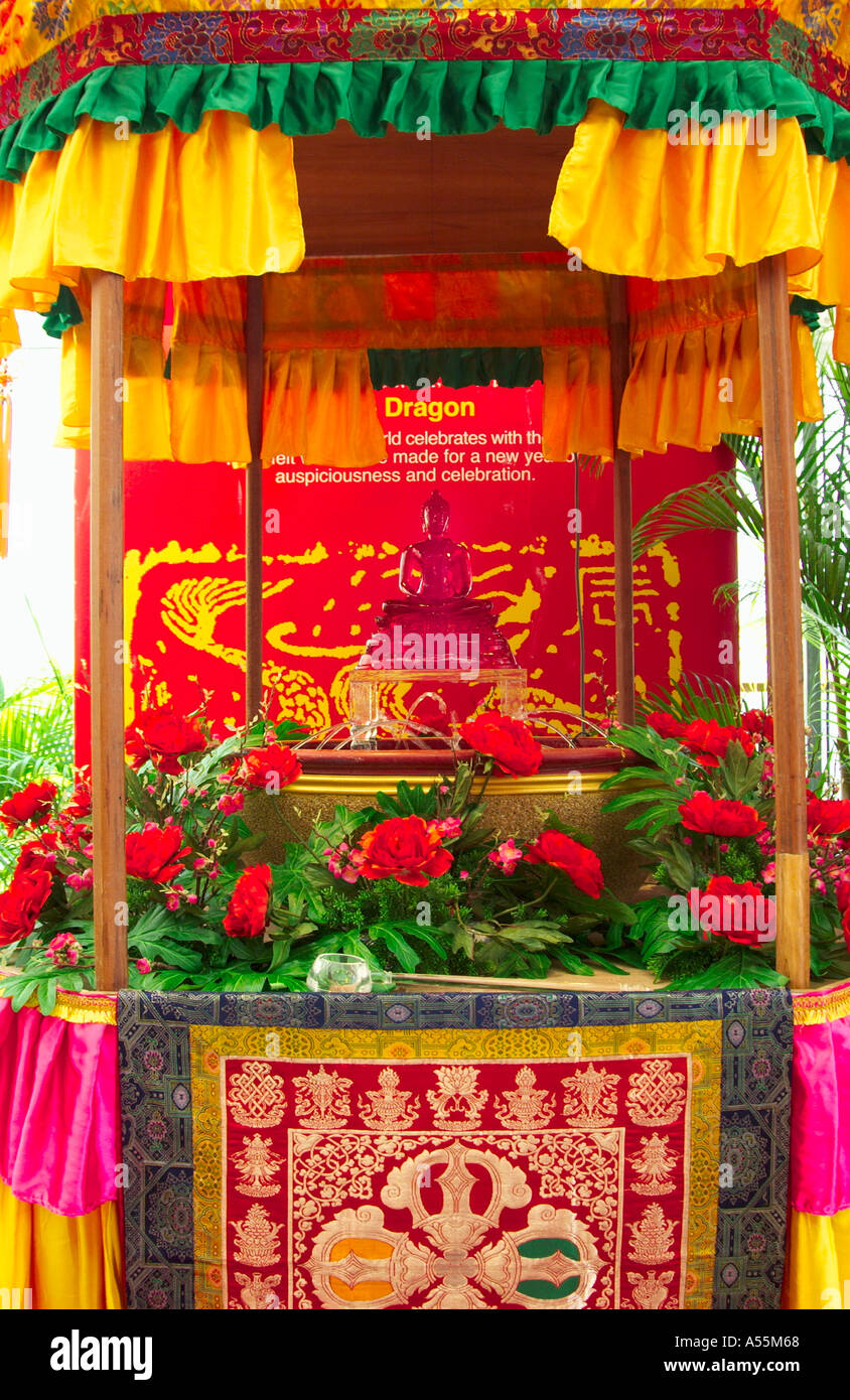 Colorful prayer booths in the Buddha Toothe Relic Temple in Singapore s ...