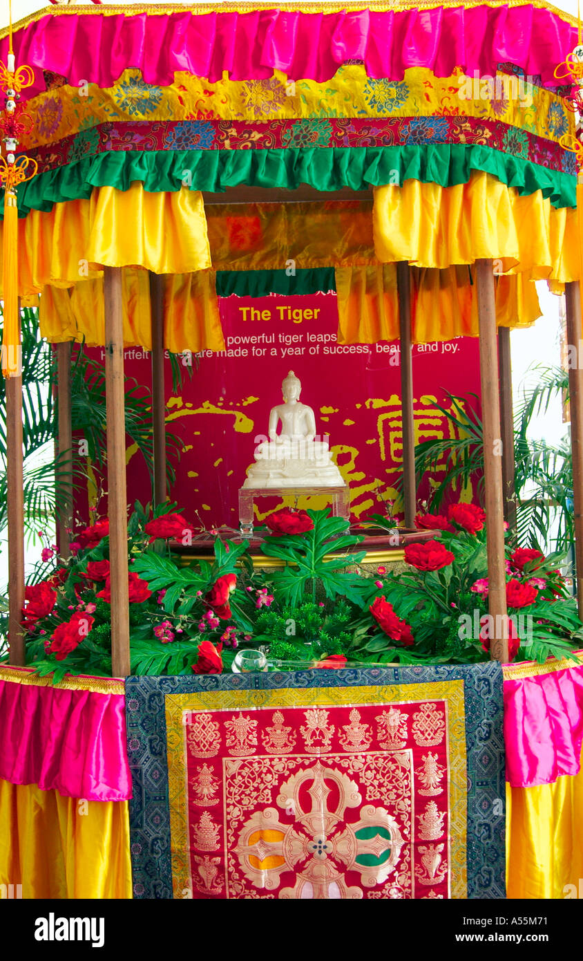 Colorful prayer booths in the Buddha Toothe Relic Temple in Singapore s ...