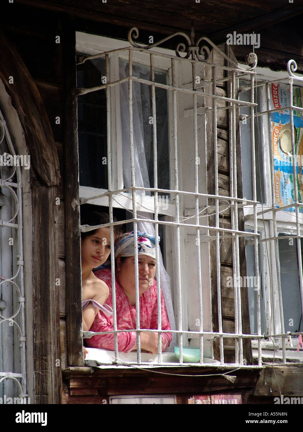 Painet is1558 turkey woman child window fanar district istanbul once ...