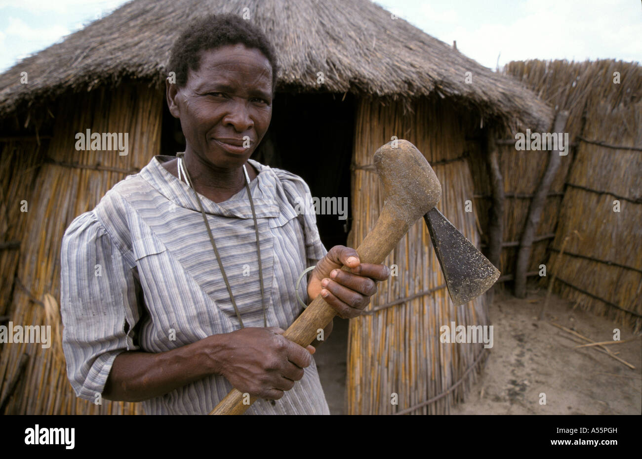 Painet is1667 zambia woman holding hoe poor drought stricken village ...