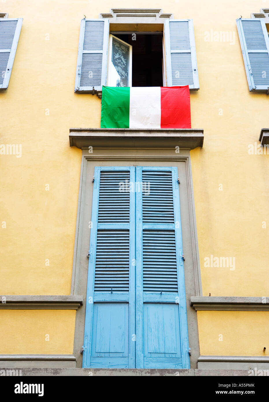 Italian flag and building Imola Italy Stock Photo - Alamy