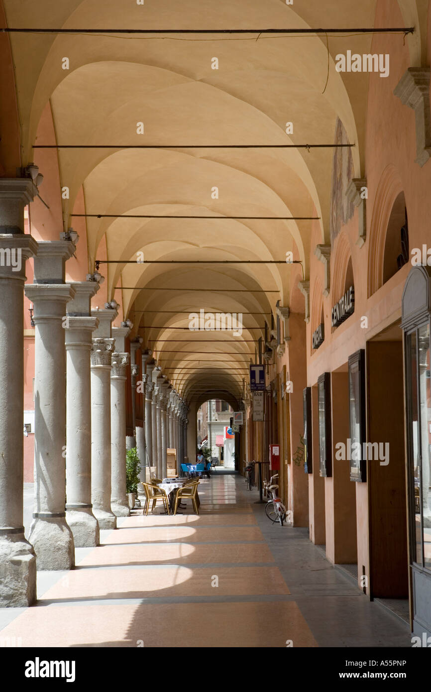 Collonade and shops Imola Italy Stock Photo - Alamy