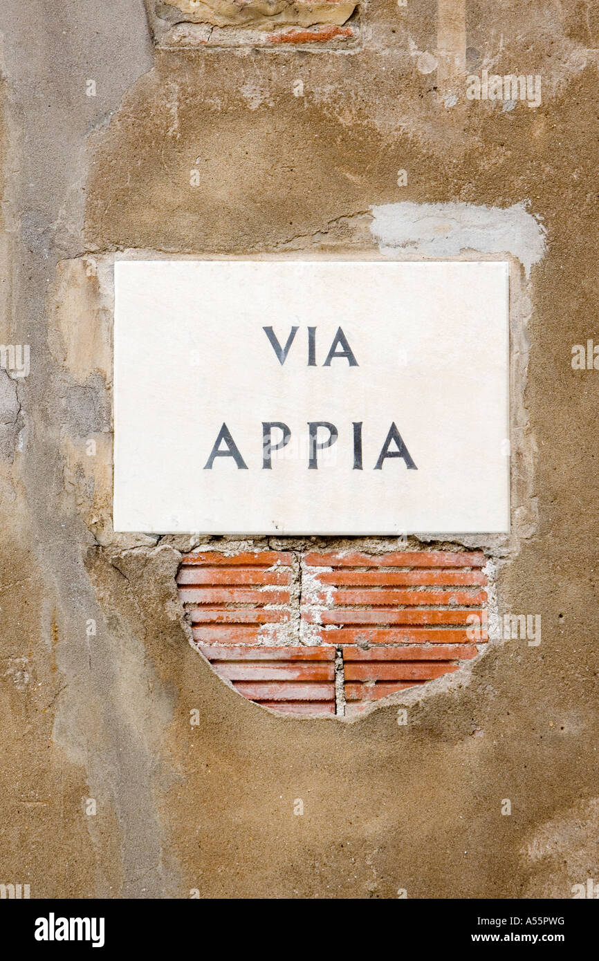 Old sign for Via Appia Appian Way Imola Italy Stock Photo - Alamy