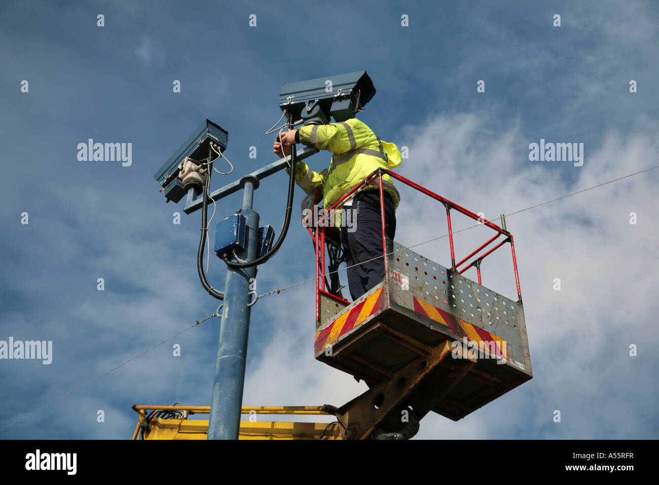 fixing cctv cameras Stock Photo - Alamy