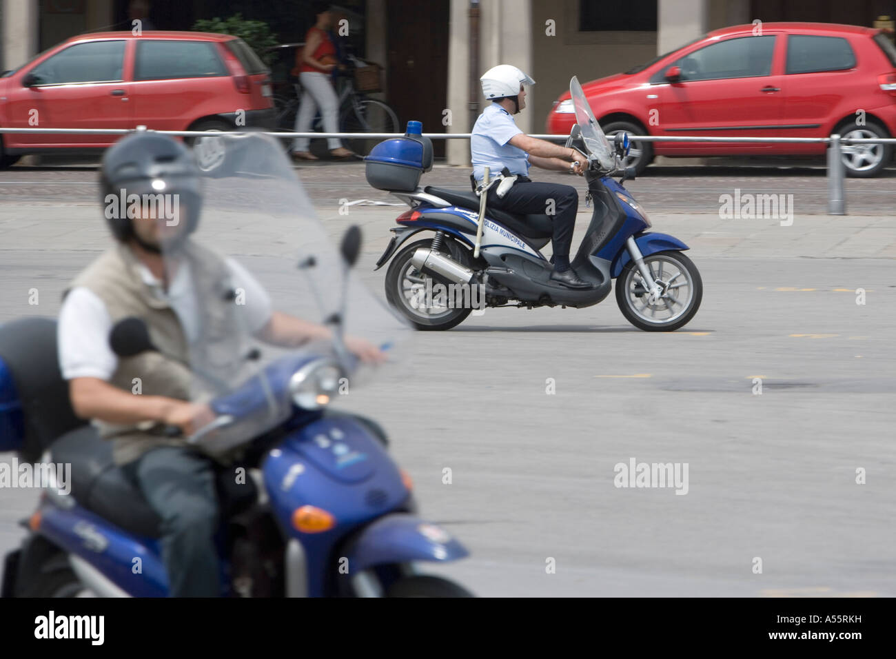 Police moped and moped rider Padua Veneto Italy Stock Photo - Alamy
