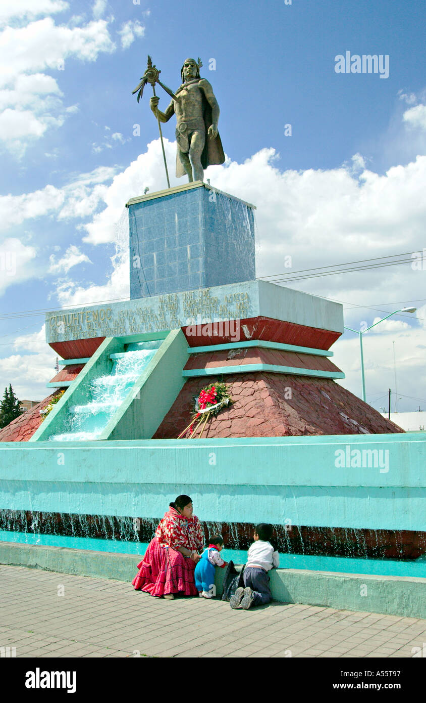 Fountains Tarahumara Indians and Aztec Emperor monument in Cuauhtemoc ...