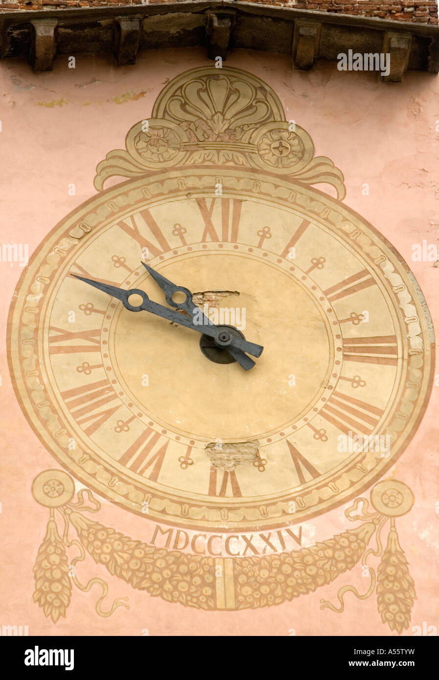 Clock on medieval tower Pavia Lombardy Italy Stock Photo - Alamy