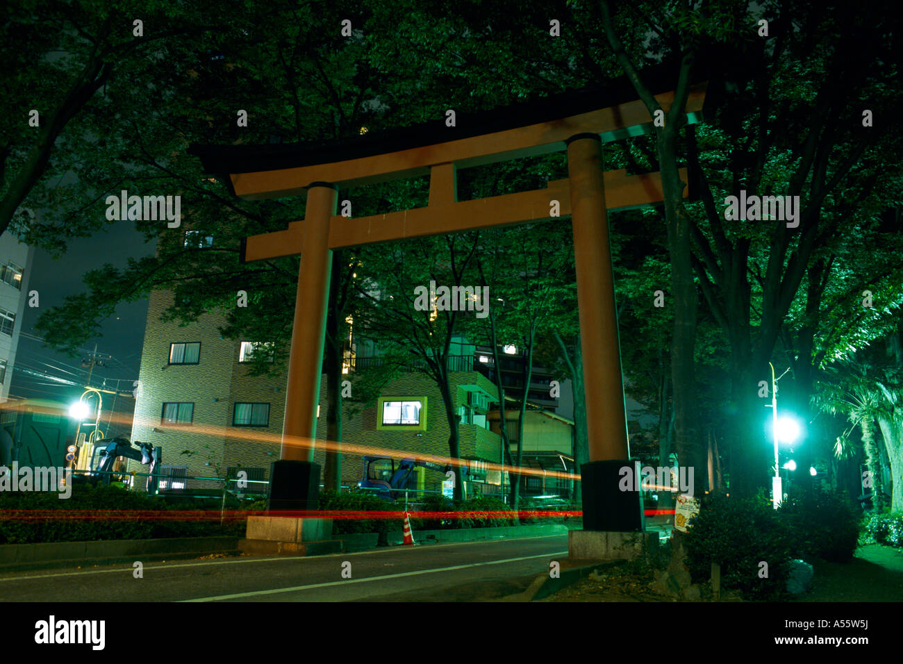 Torii gate at night in Japan Stock Photo - Alamy