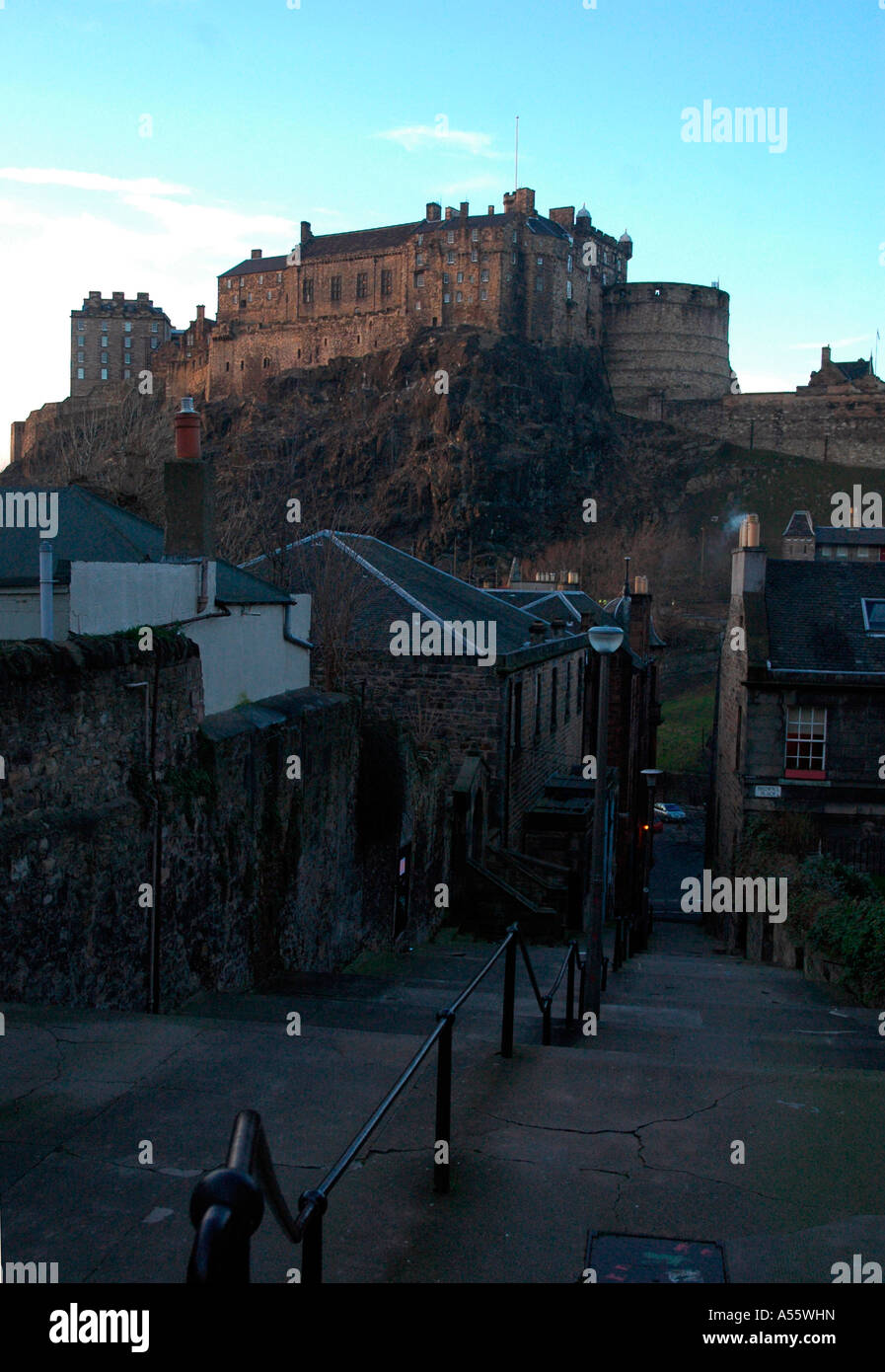 Edinburgh Castle at dusk from The Vennel,Grassmarket,Edinburgh,Scotland ...