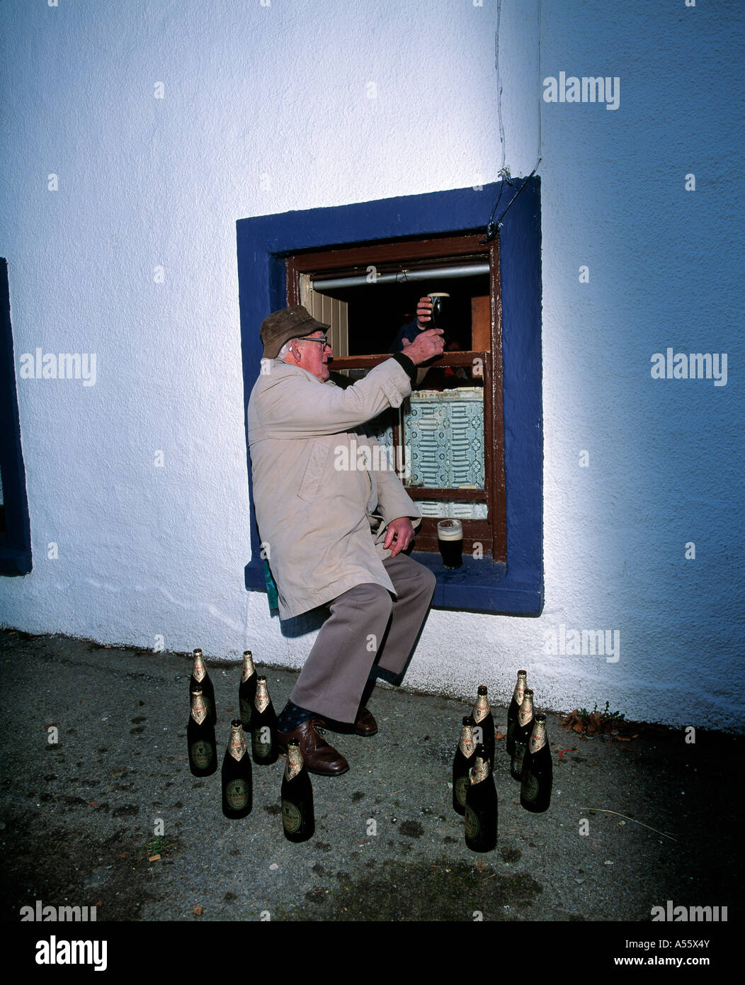 blue painted old country village pub/bar/shop/sibin front Stock Photo ...