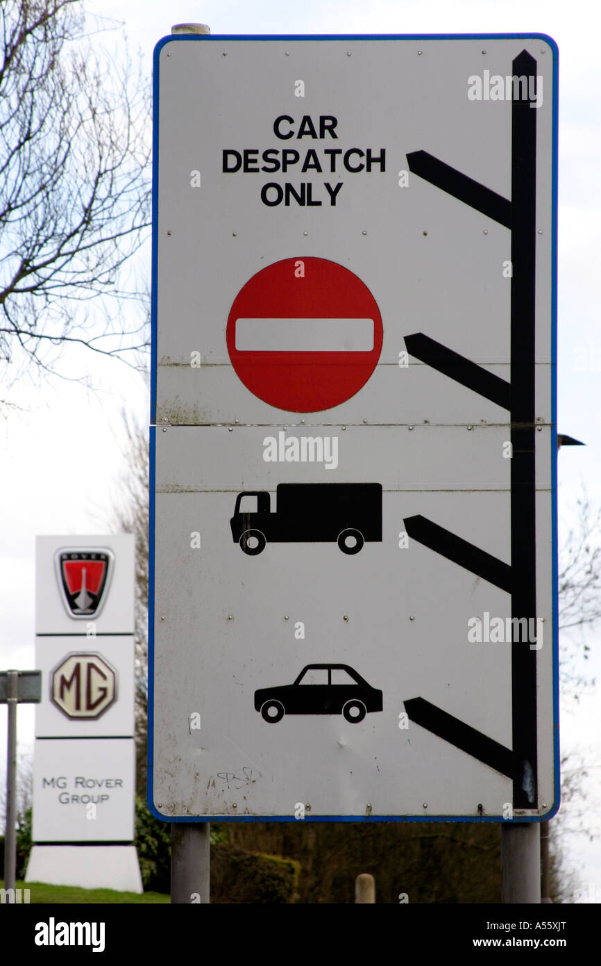Road sign outside MG Rover Longbridge Birmingham UK Stock Photo - Alamy