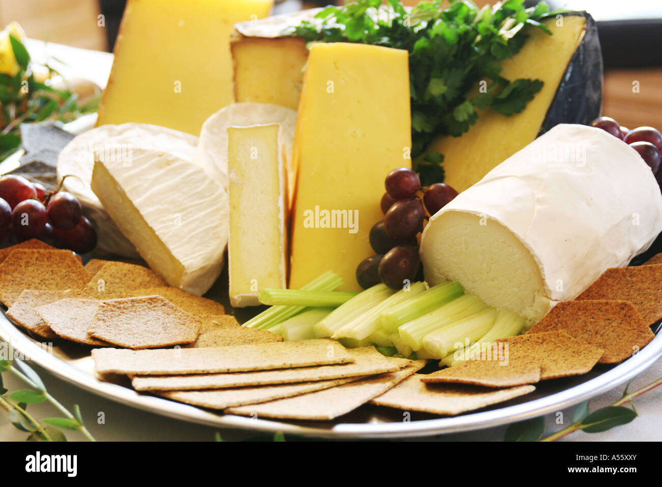 Mixed cheese platter in a restaurant in the UK Stock Photo - Alamy