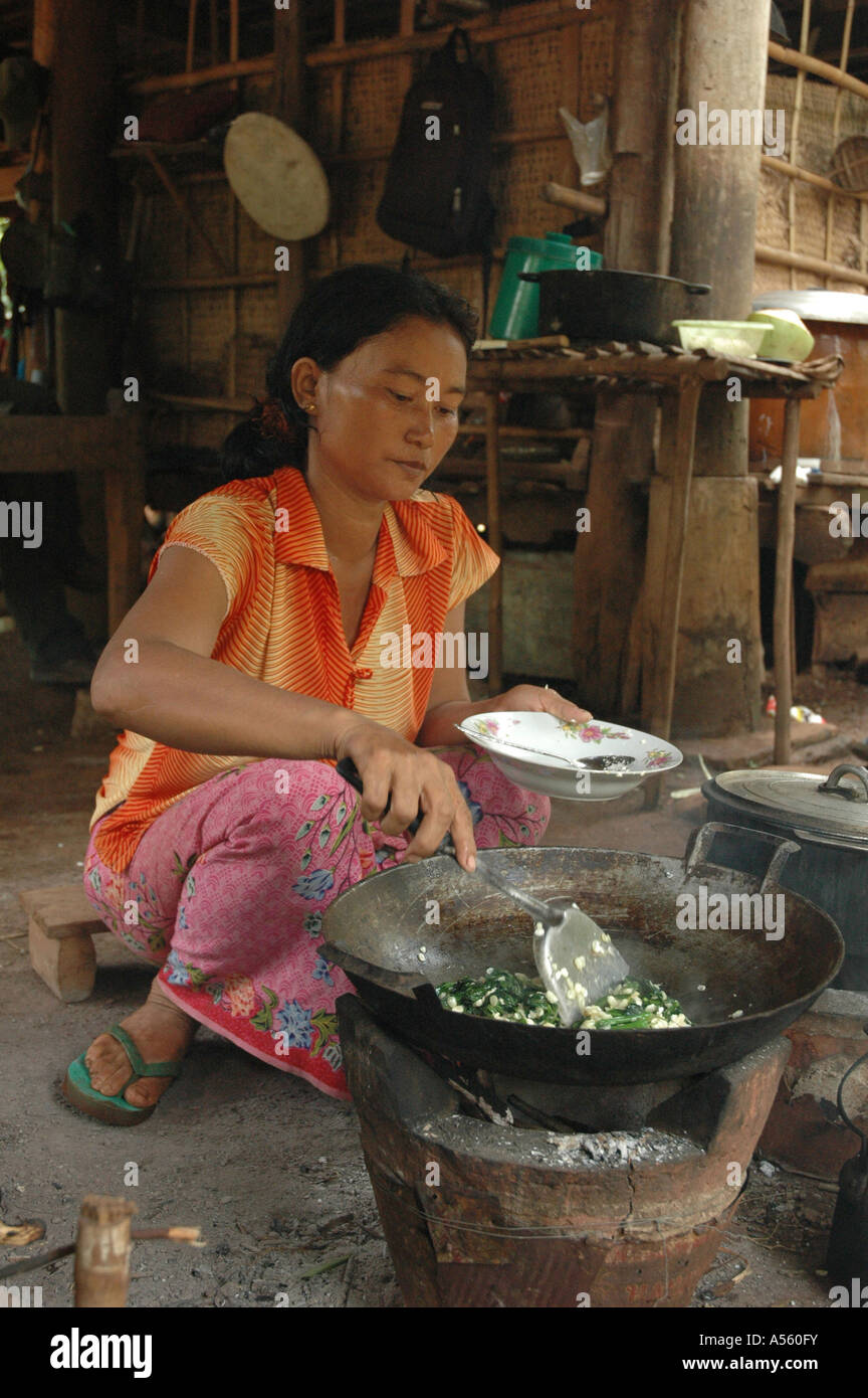 Painet ix1894 cambodia woman cooking wok kampong cham country ...
