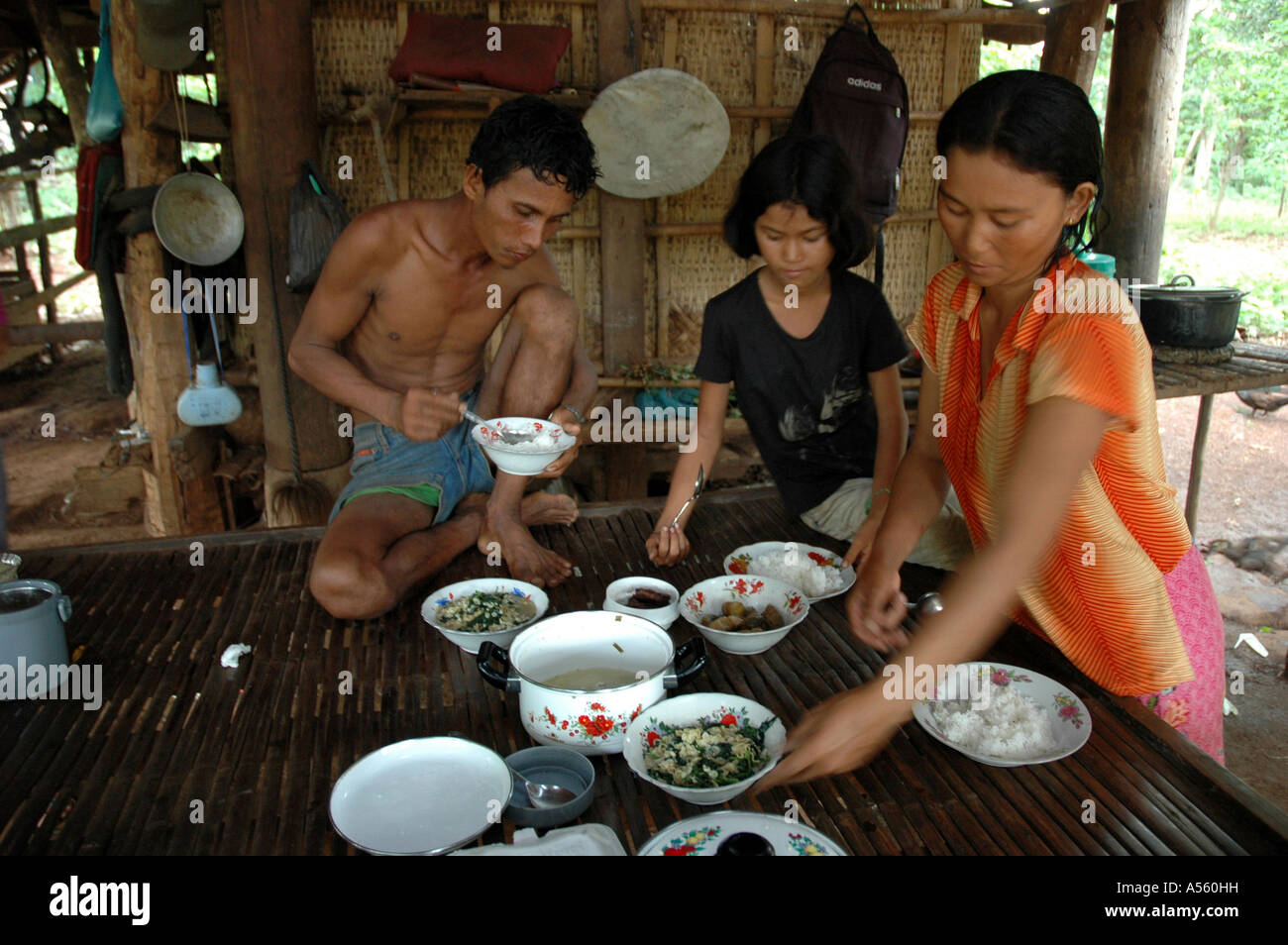 Painet ix1898 cambodia family eating meal kampong cham country ...
