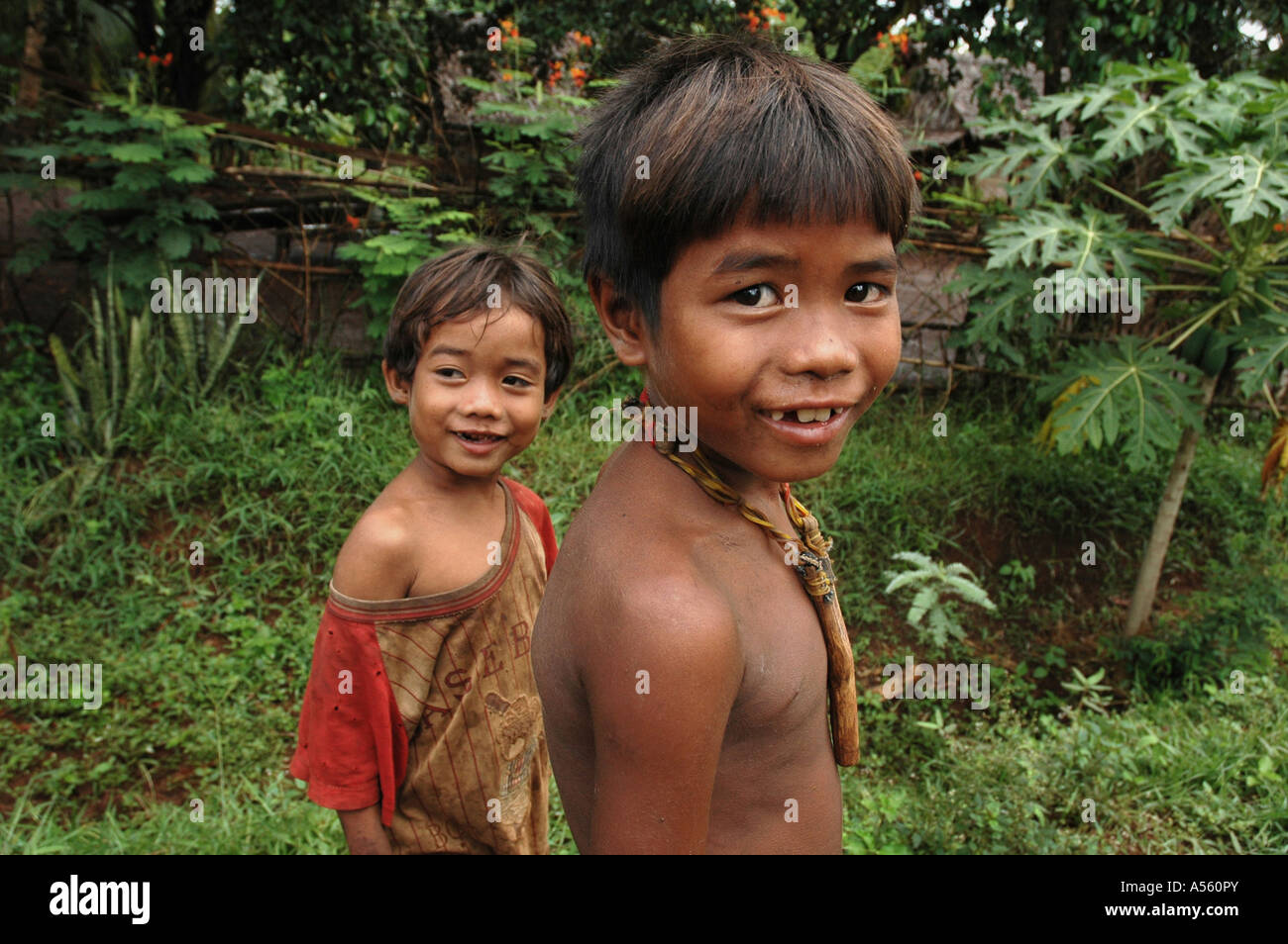 Painet ix1911 cambodia boys walking road kampong cham country ...
