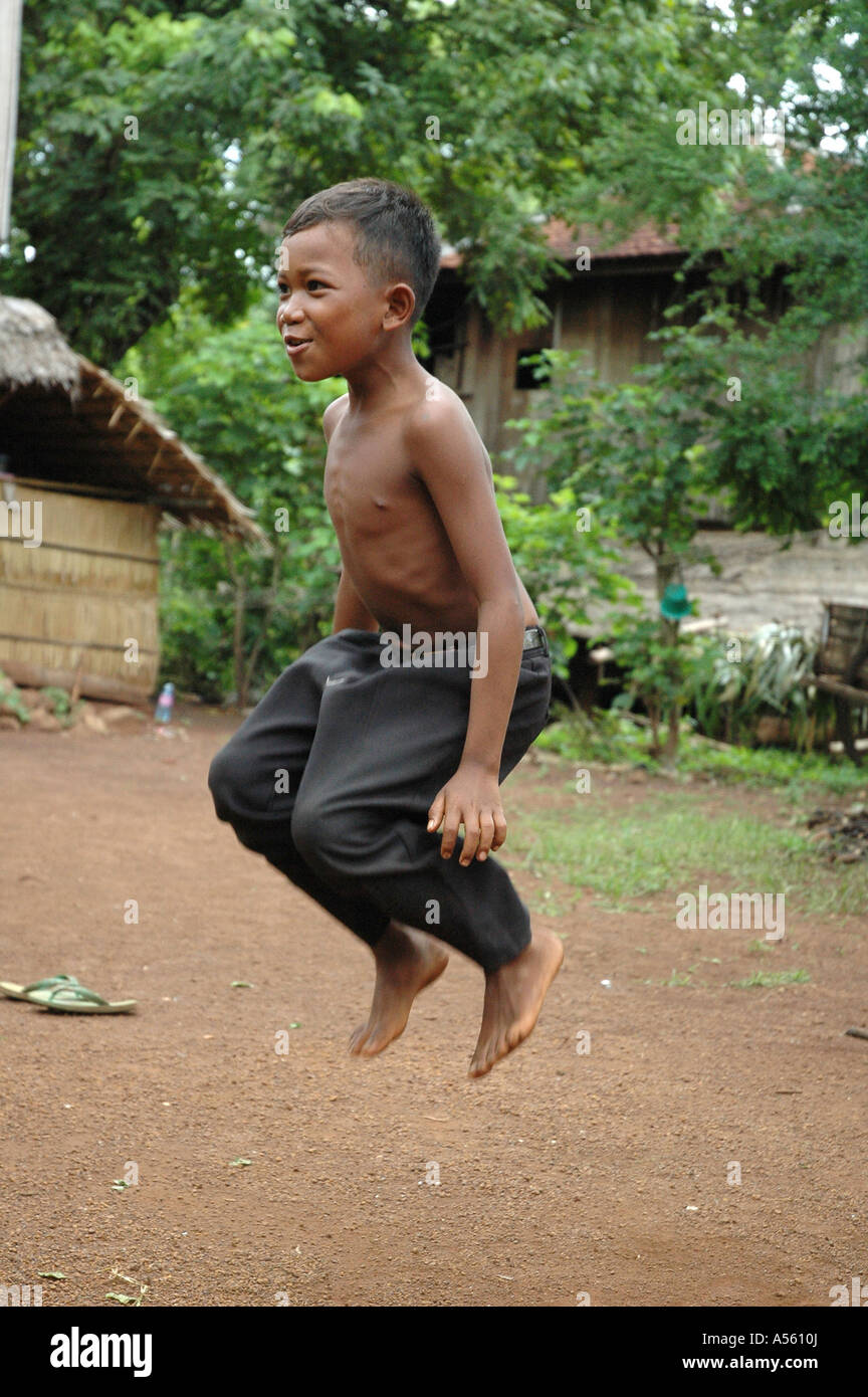 Painet ix1925 cambodia boy skipping kampong cham country developing ...