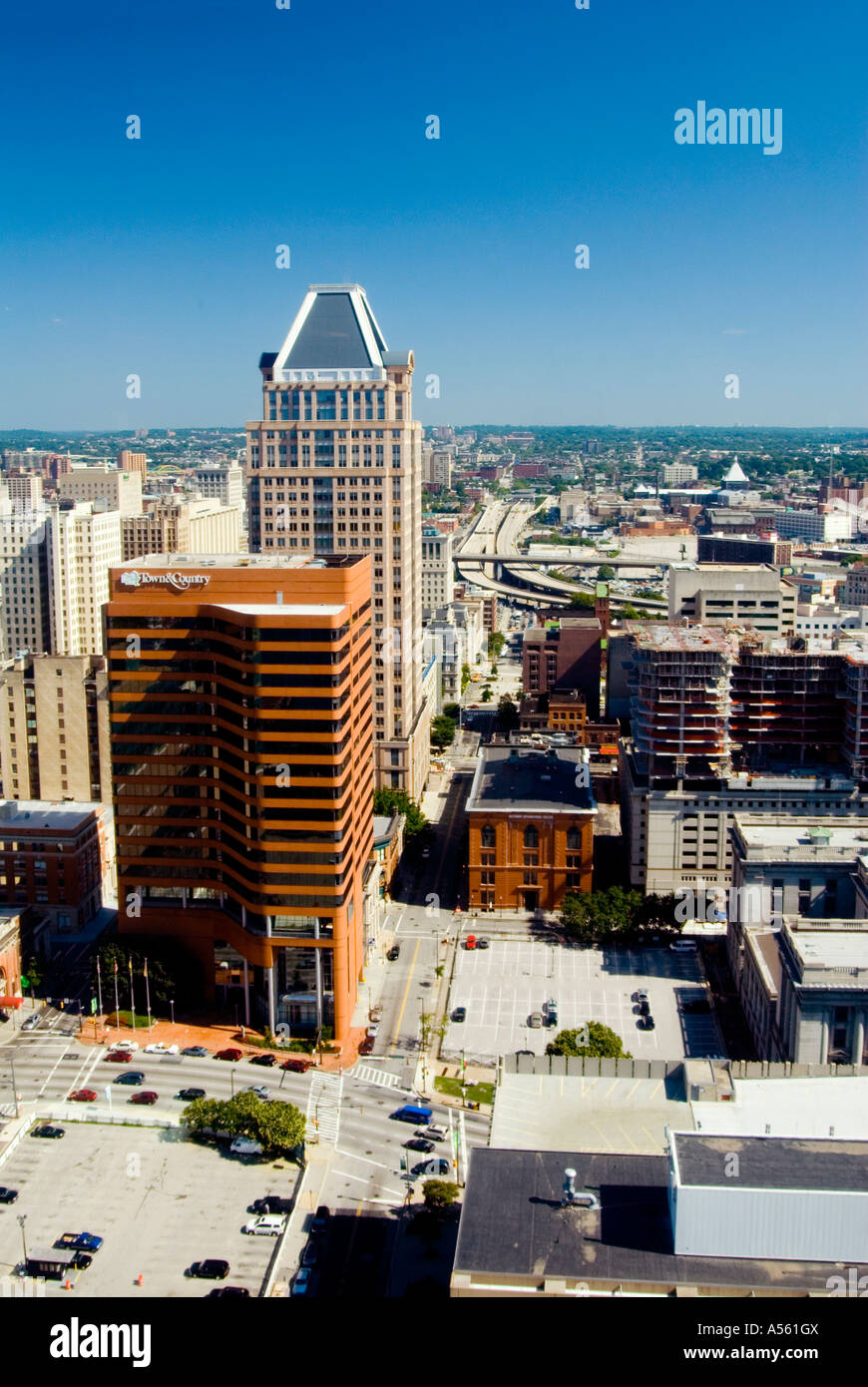 downtown Baltimore Maryland from aerial view Stock Photo - Alamy