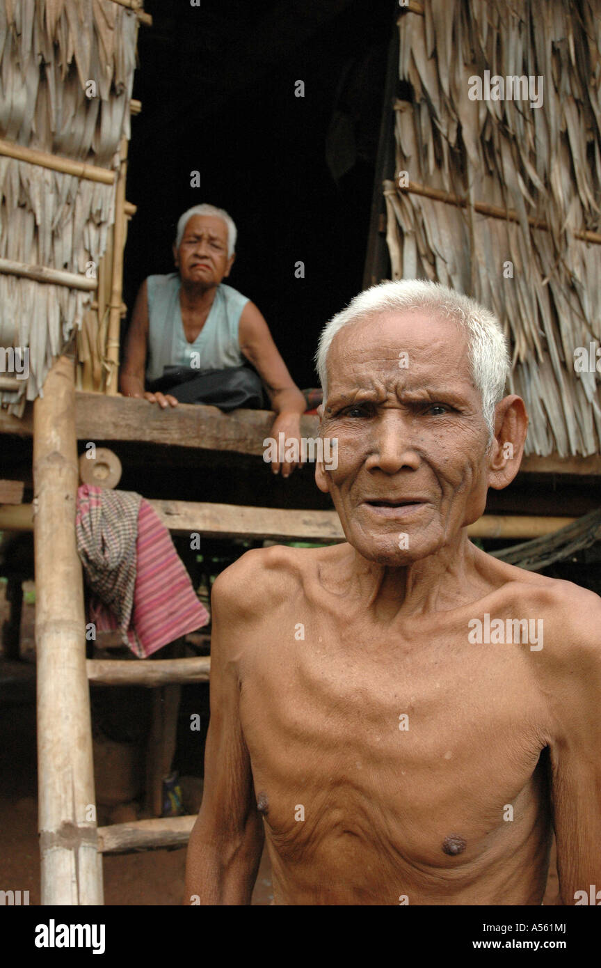 Painet ix1951 cambodia man wife front house kampong cham country ...