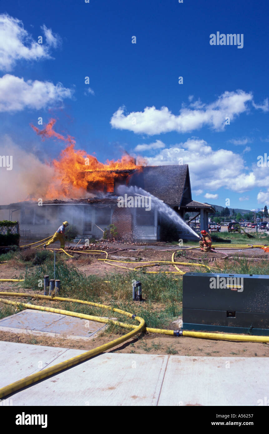 House being burned for training session Stock Photo - Alamy