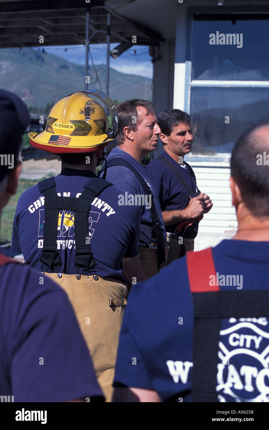Firemen at fire training exercise Stock Photo - Alamy