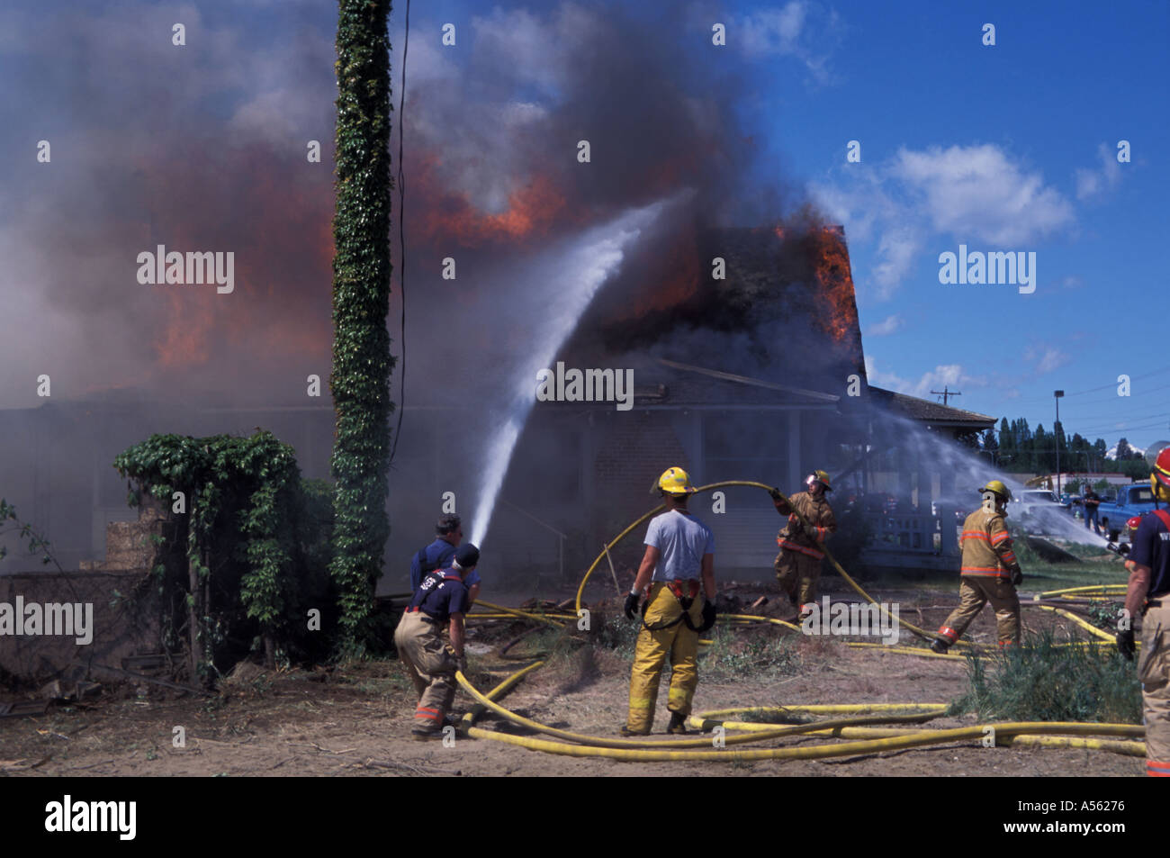 House being burned for training session Stock Photo - Alamy