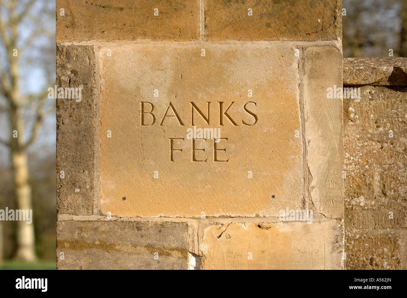 THE INSCRIPTION BANKS FEE CARVED INTO A STONE Stock Photo - Alamy