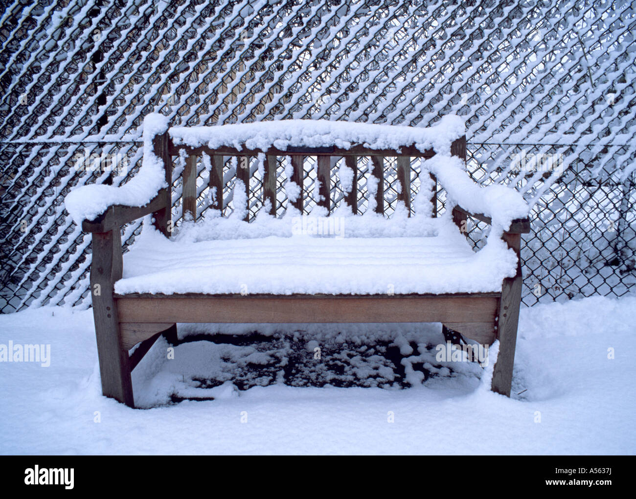 Snow covered bench, Kent, England, UK Stock Photo - Alamy