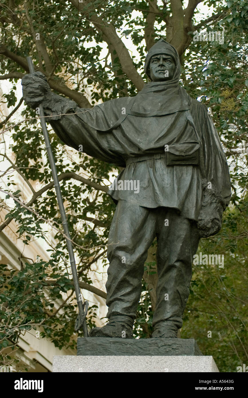 England. London. Captain Scott, Polar explorer, statue in Waterloo ...