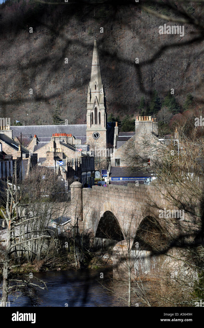The village of Ballater on Royal Deeside, Aberdeenshire, Scotland Stock ...