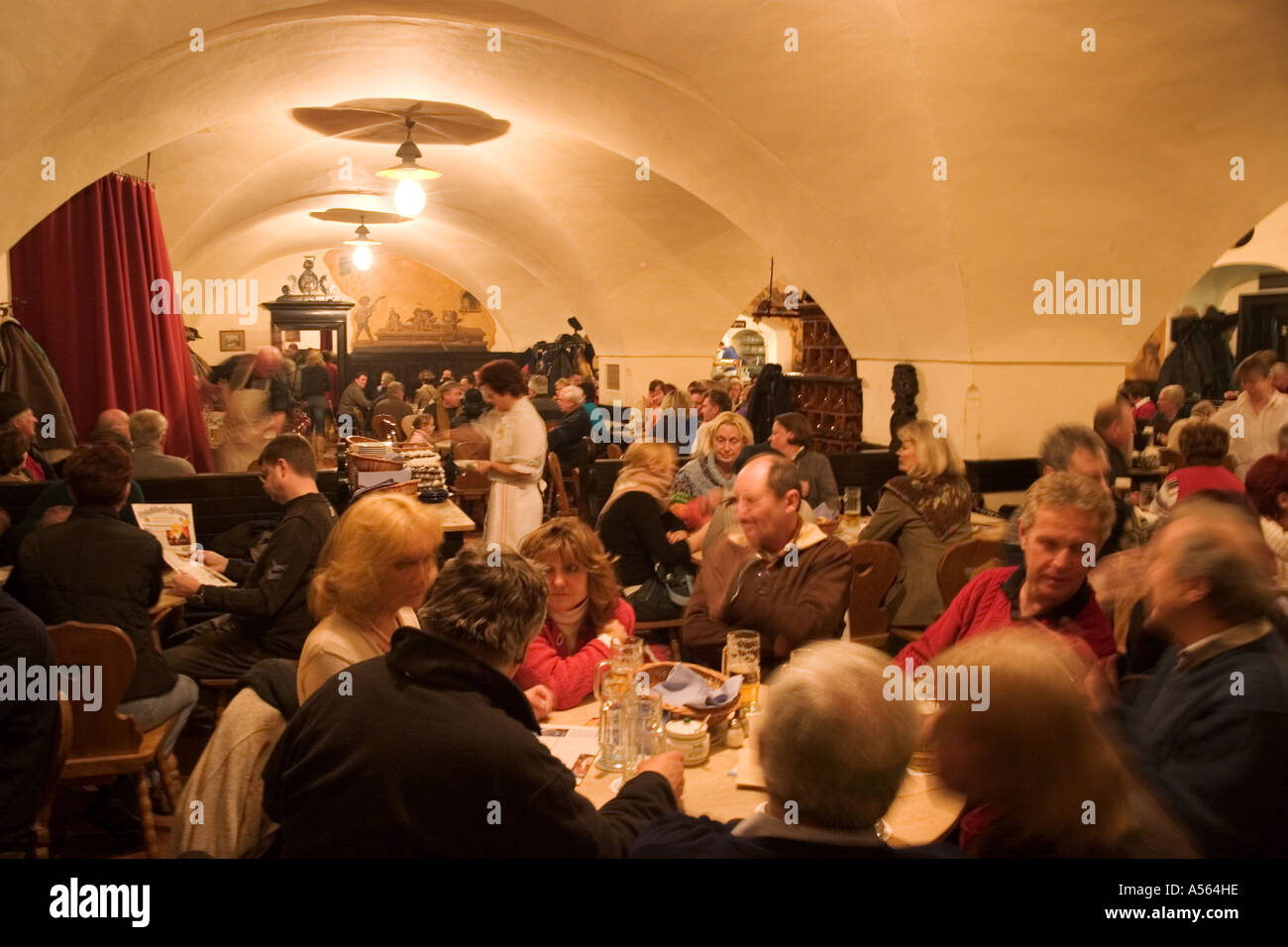 typical bavarian restaurant beer hall Brauhaus Tegernsee Upper Bavaria ...
