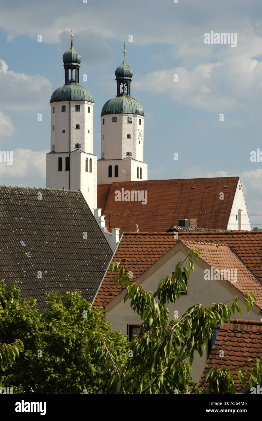 Wemding with parish church pc. Emmeram in the nature park Altmuehltal ...