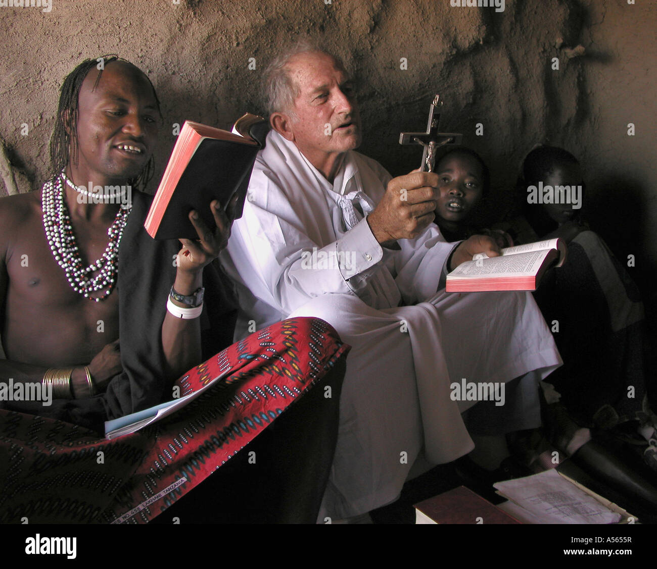Painet iy7565 tanzania watatulu tribals catholic mass father dan ohman ...