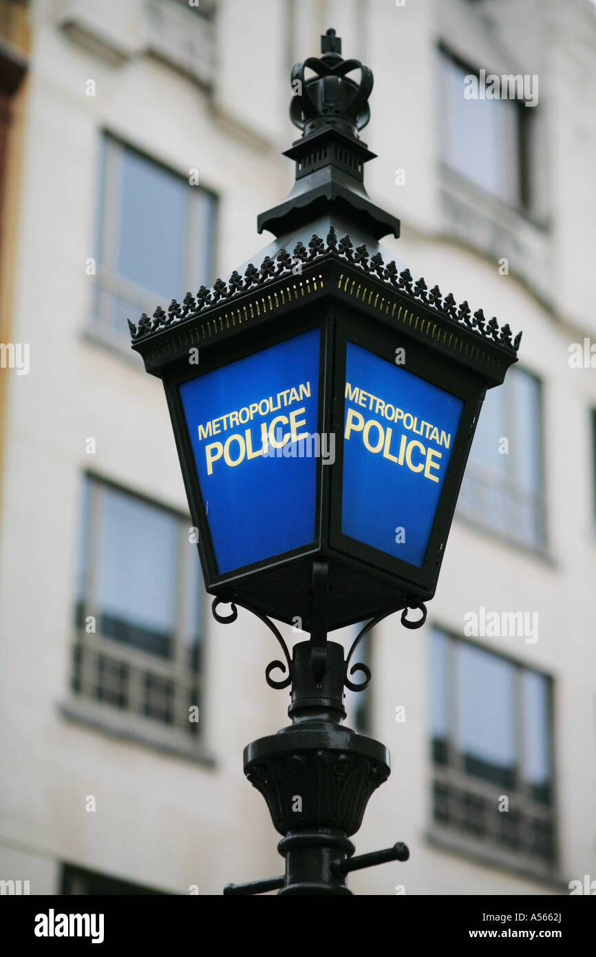 Old traditional blue police lamp in London UK Stock Photo - Alamy