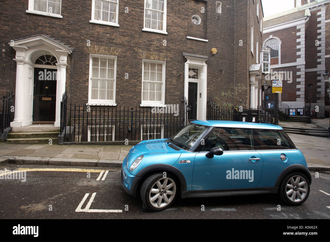 Mini Cooper parked on street in London UK Stock Photo - Alamy