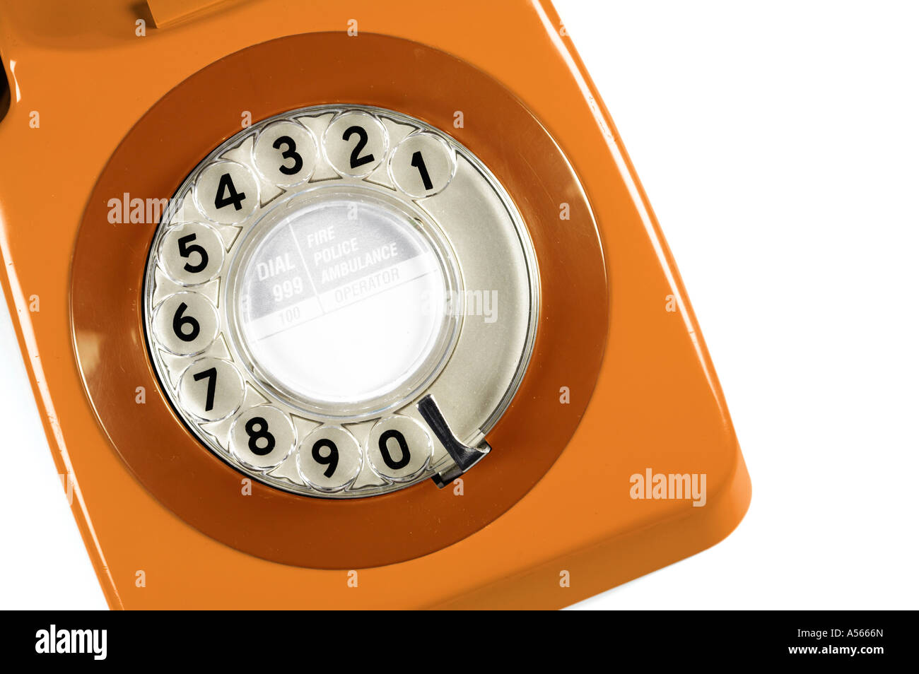 Retro Seventies Telephone Orange Stock Photo - Alamy