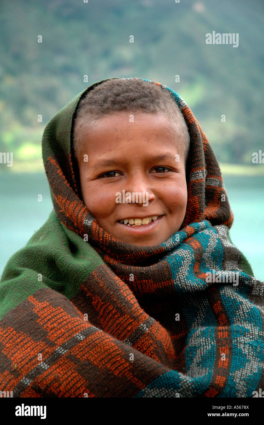 Painet iy7719 ethiopia wenchi lake extinct volcanic crater ambo boy ...