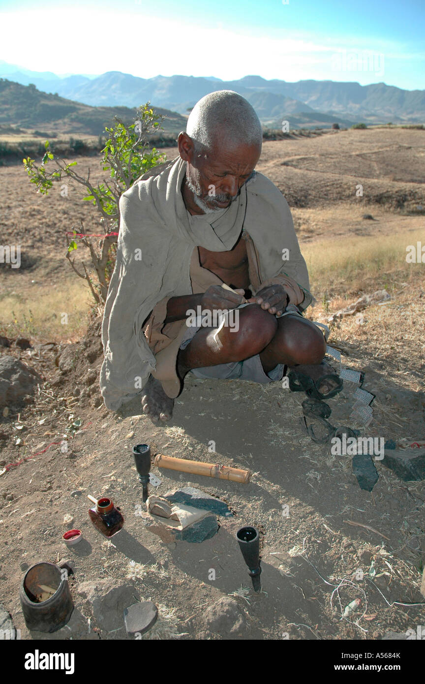 Painet iy7918 ethiopia 64yearold meregeta zewde tadesi scribe trained ...