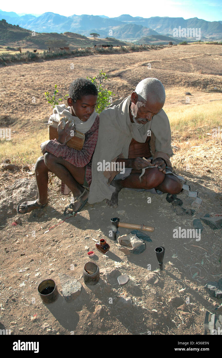 Painet iy7922 ethiopia 64yearold meregeta zewde tadesi scribe trained ...