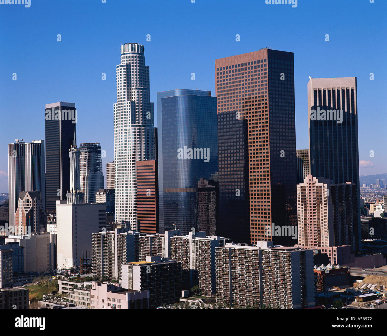 Cluster of skyscrapers in downtown Los Angeles Stock Photo - Alamy