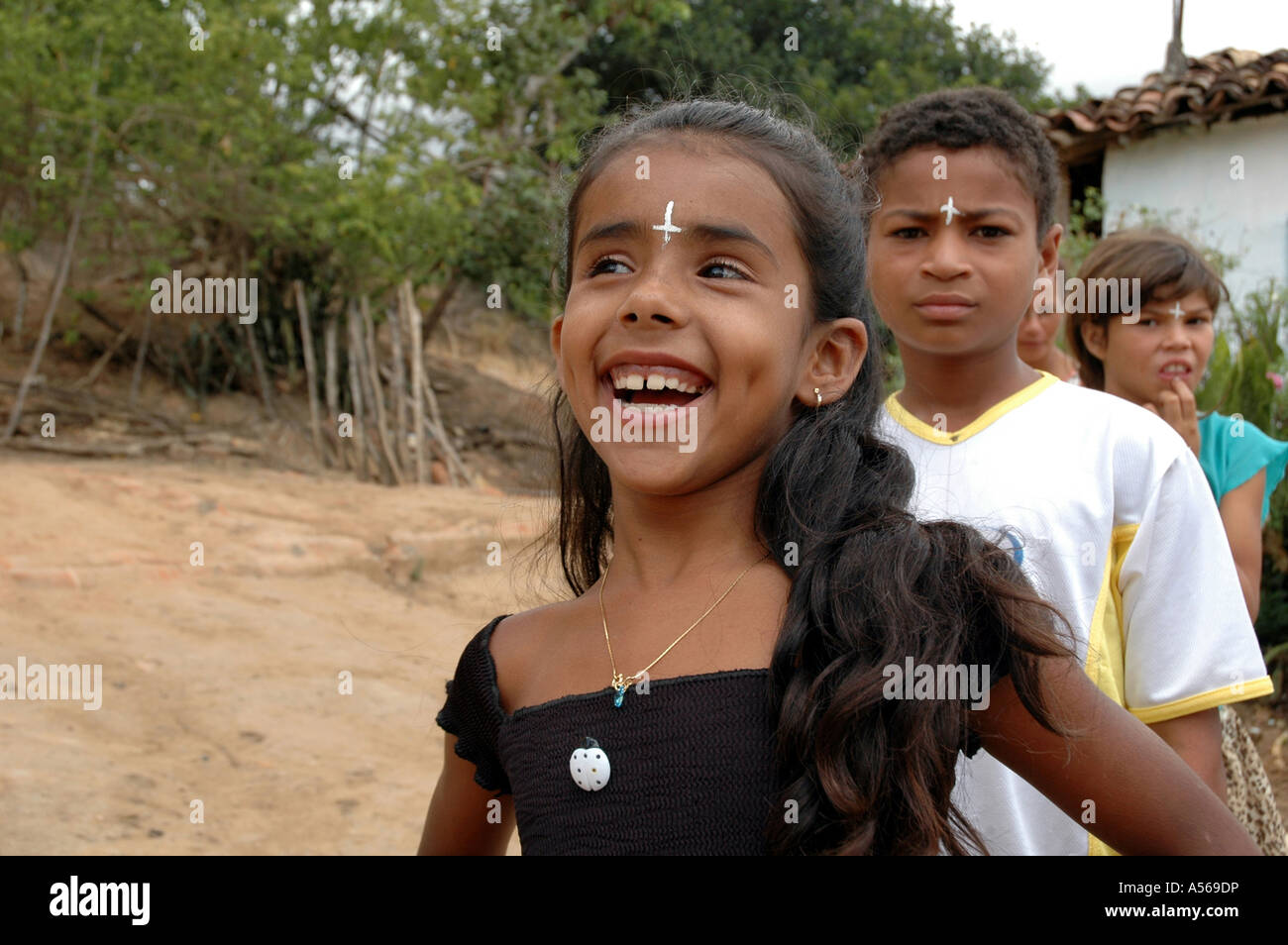 Painet iy8071 brazil girl kid cross on forehead tinbo quilombo ...