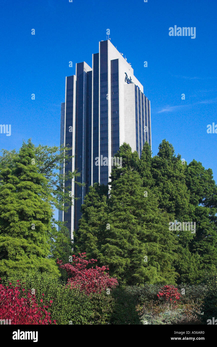 Building of Radisson SAS Hotel at Congress Center Hamburg towers the ...