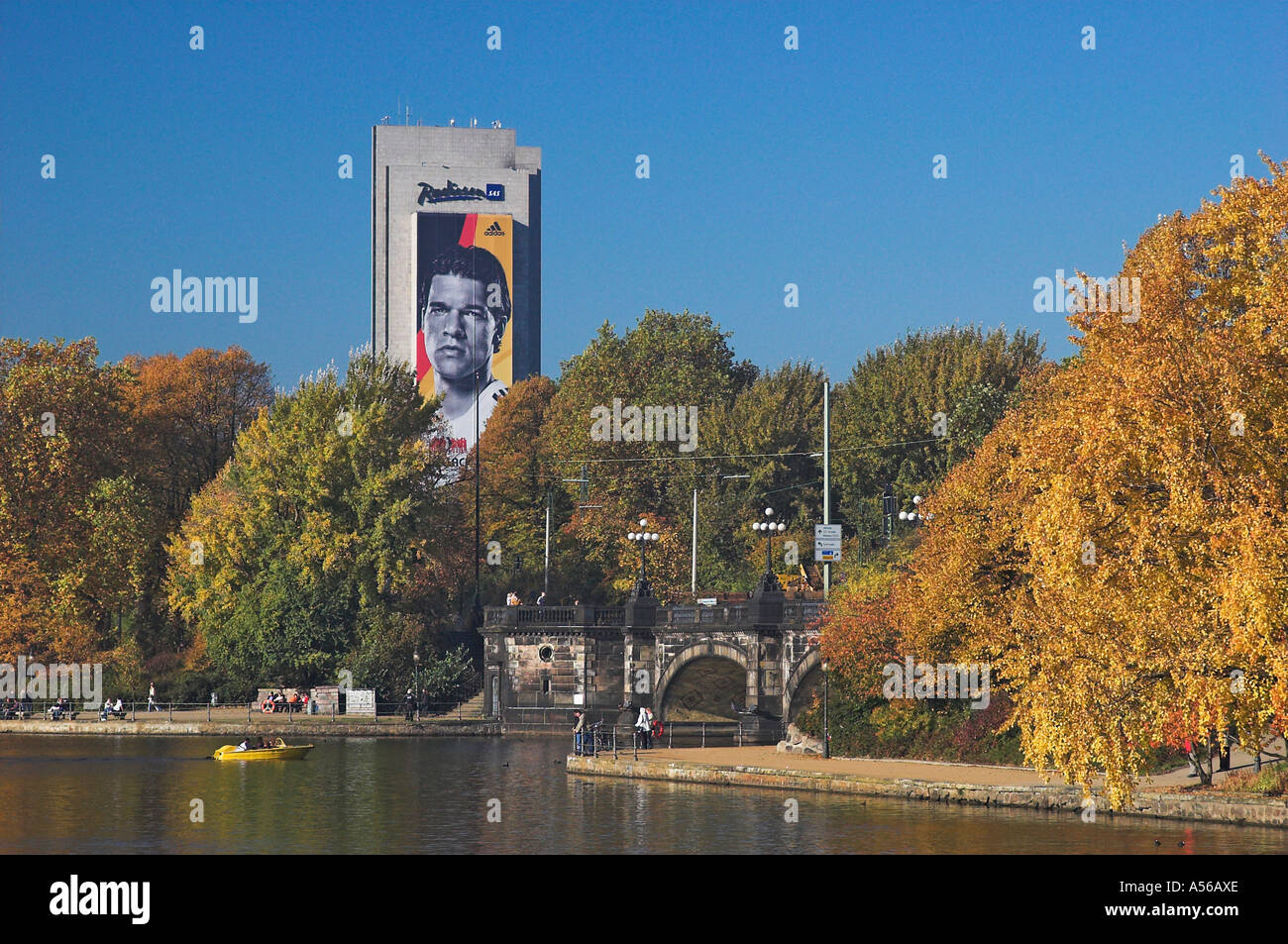 Football player Michael Ballack (Germany) on a giant poster from Adidas ...