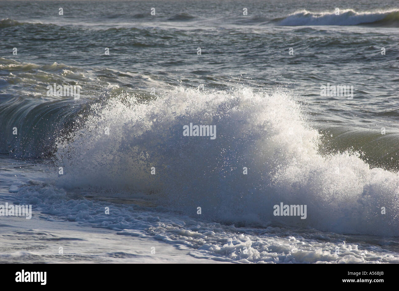 Wave breaking at the beach of the North Sea, Denmark Stock Photo - Alamy