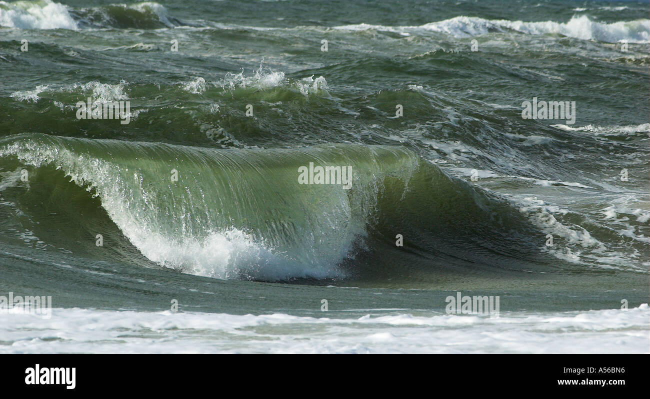 Wave breaking at the beach of the North Sea, Denmark Stock Photo - Alamy