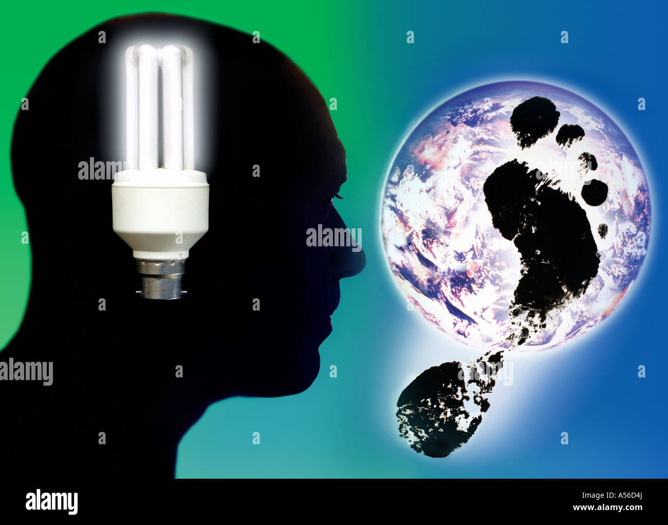 man thinking of carbon footprint and Earth pollution Stock Photo - Alamy