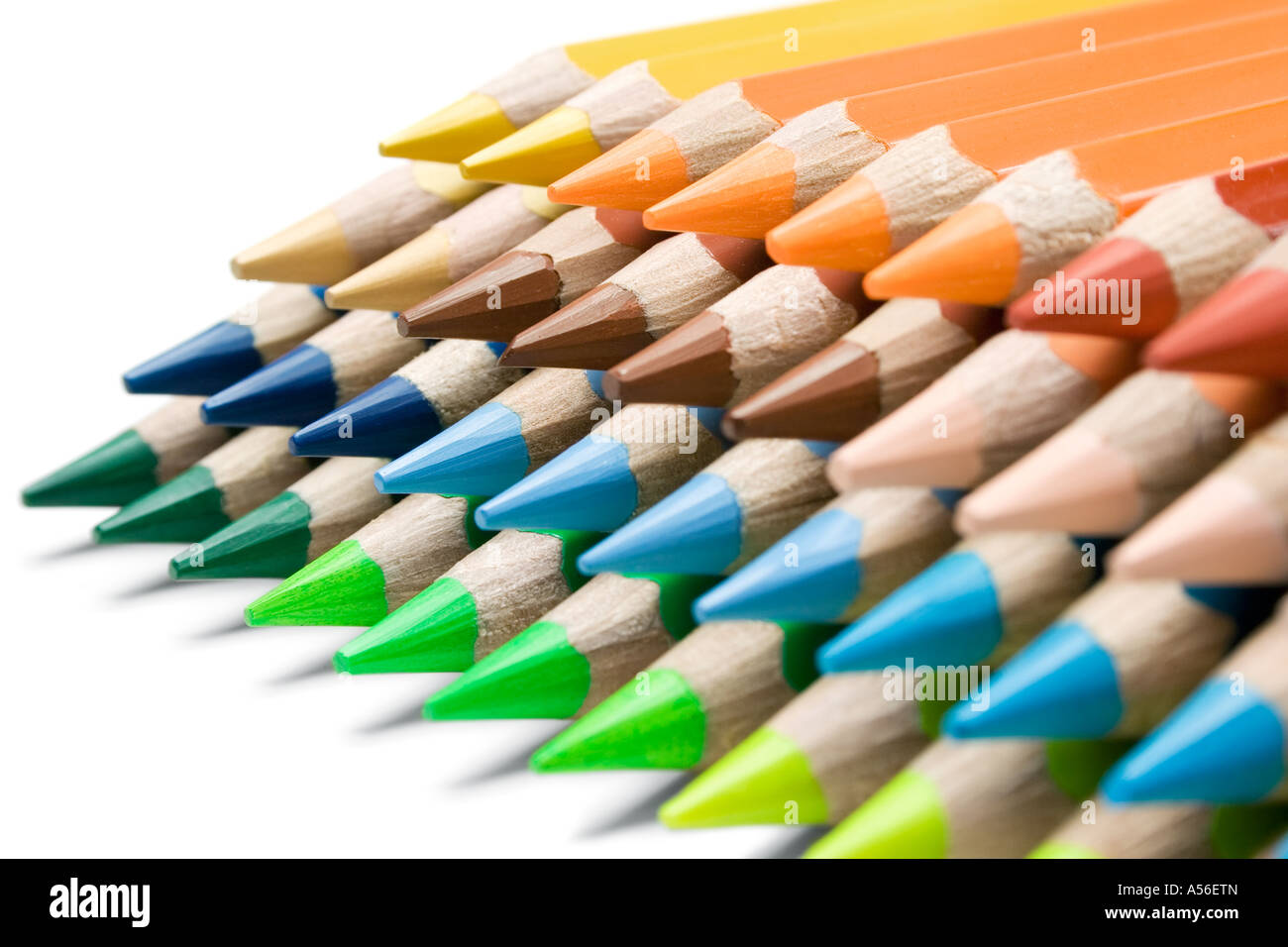 Stack of colorful pencils isolated on a white background Stock Photo ...