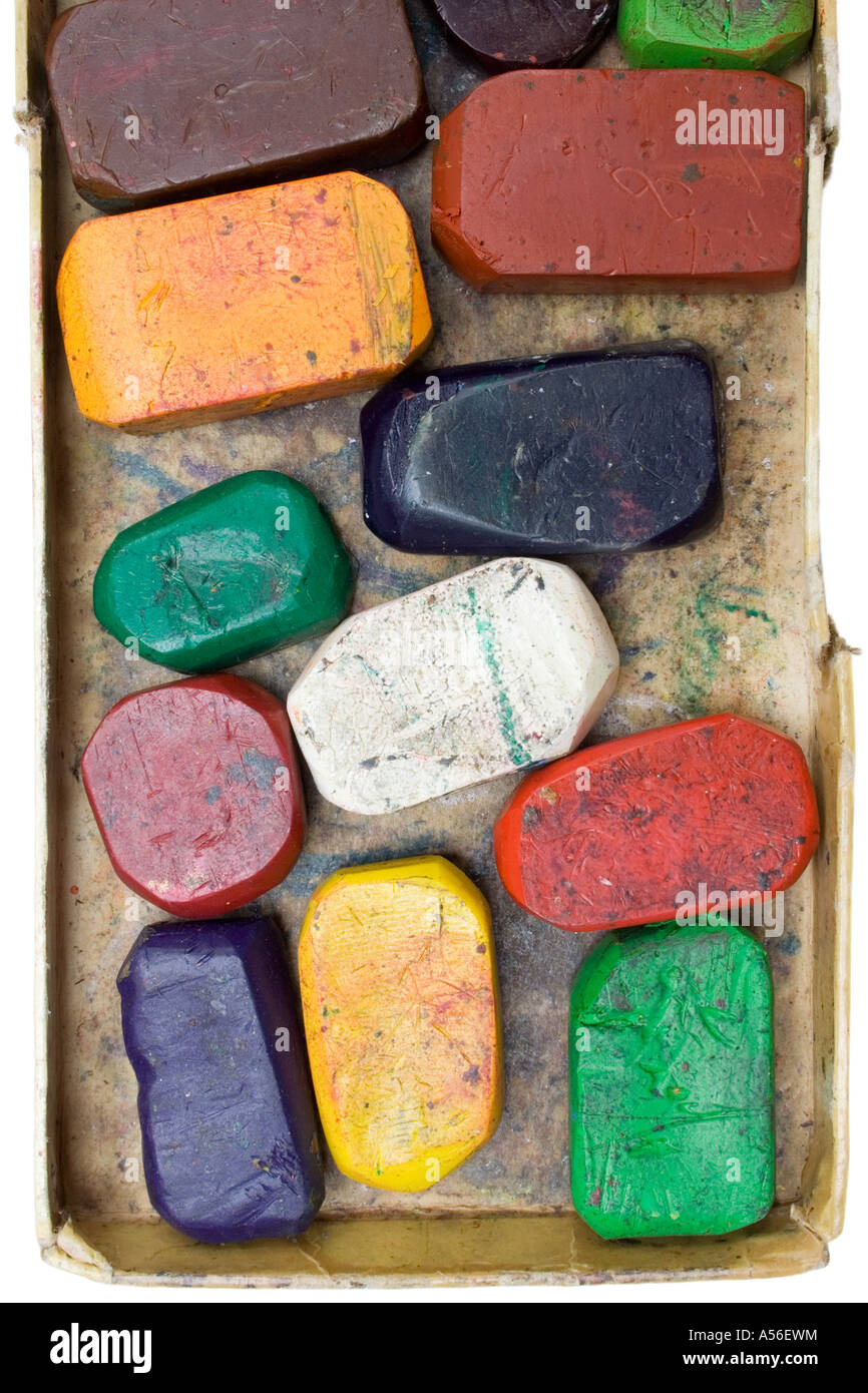 Colorful wax crayons isolated on a white background Stock Photo - Alamy