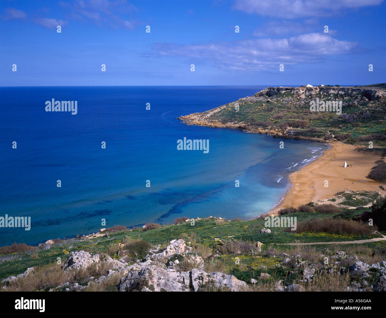 Ramla Bay viewed from Calypsos Cave Gozo Malta Stock Photo - Alamy