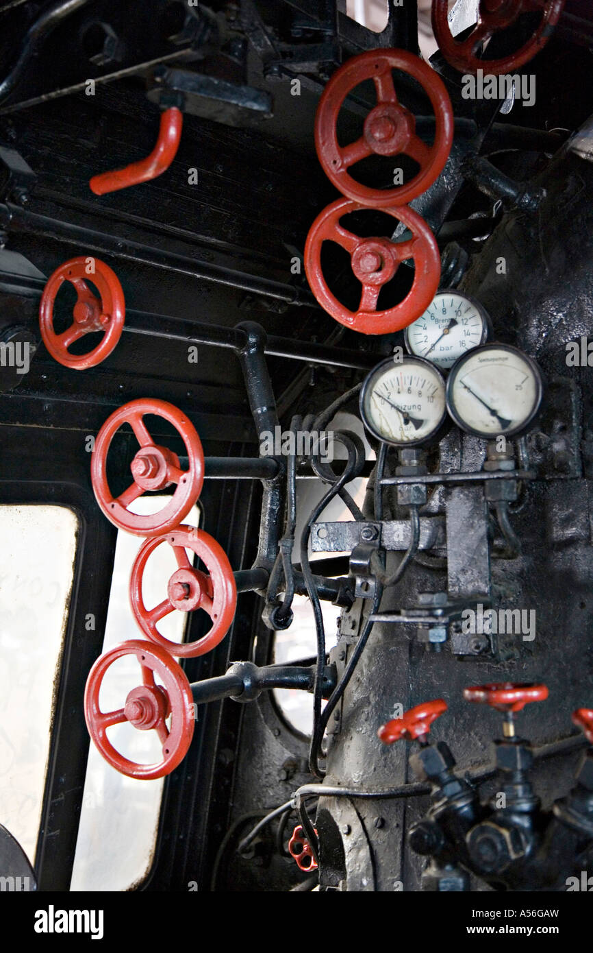 Driver`s cab of steam engine Stock Photo - Alamy